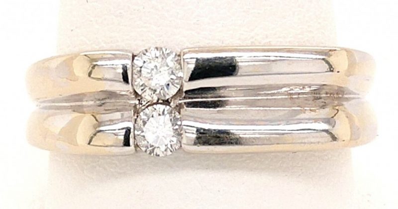 14K White Two Diamond Band – Parkville Jewelers