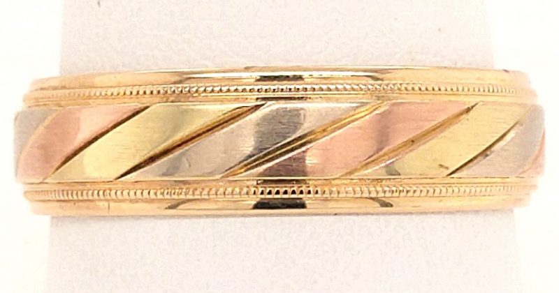 14K Tri Color Wedding Band – Parkville Jewelers
