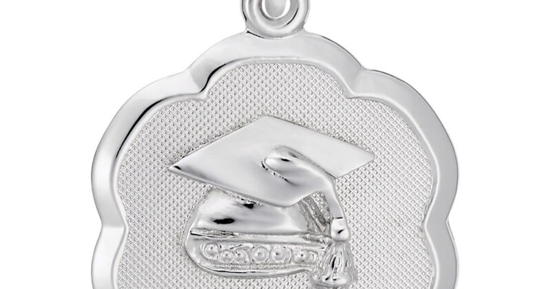 Sterling Silver Graduation Cap Scalloped Disc Charm – Parkville Jewelers